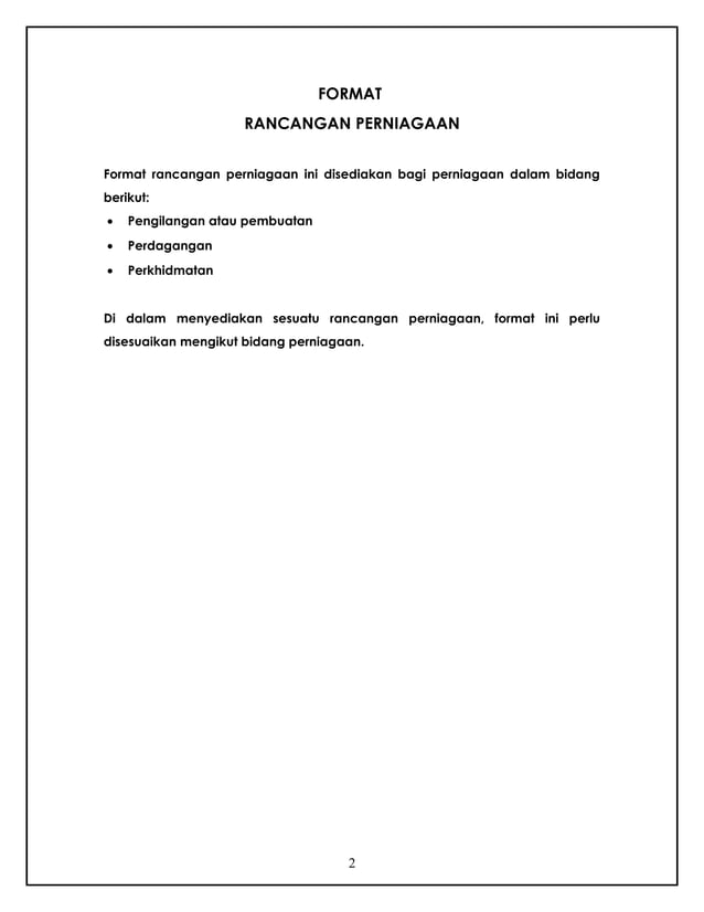 Format Rancangan Perniagaan (RP) | DOC