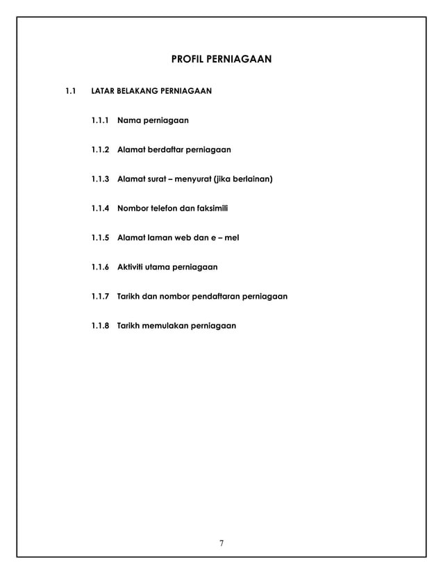 Format Rancangan Perniagaan (RP) | DOC