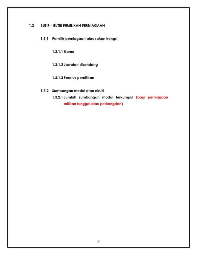 Format Rancangan Perniagaan (RP) | DOC