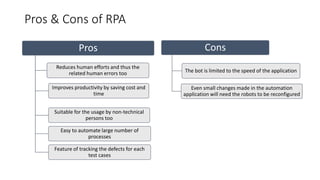 Robotic Process Automation RPA | PPTX | Robotics | Technology & Computing