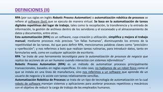 RPA AUTOMATIZACIÓN ROBÓTICA DE PROCESOS | PPTX