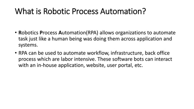 Robotic Process Automation Introduction Pptx Computer Software