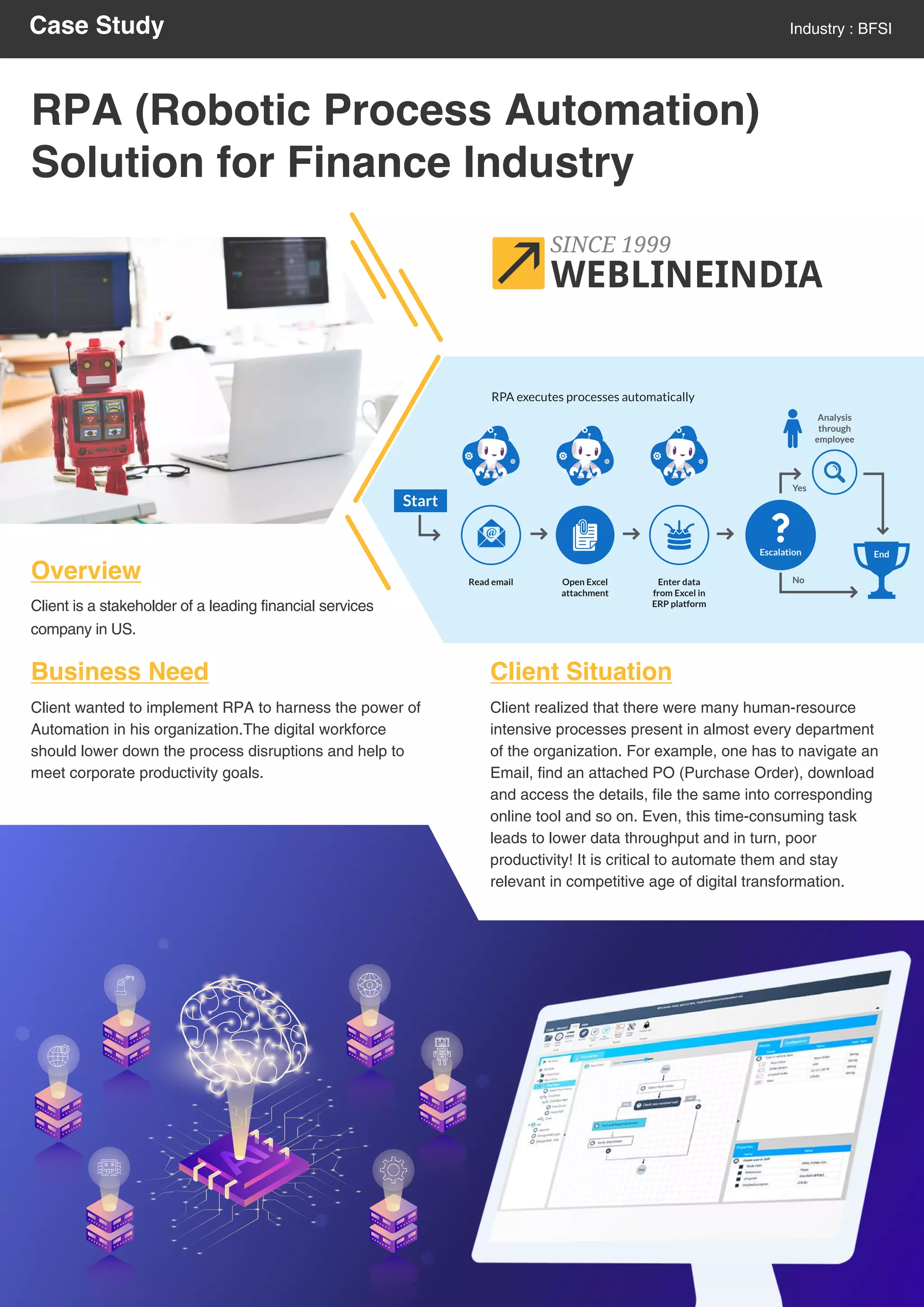 RPA Solution for Finance Industry | Case Study by WeblineIndia using ...