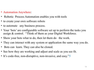 RPA1_ROBOTIC PROCESS AUTOMATION introduction | PPTX