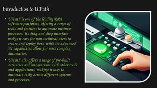 Unleashing the Power of UiPath: An Introduction to RPA | PPTX