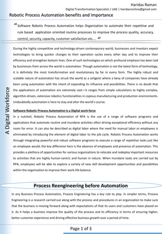 Robotic Process Automation Benefits and Importance | PDF
