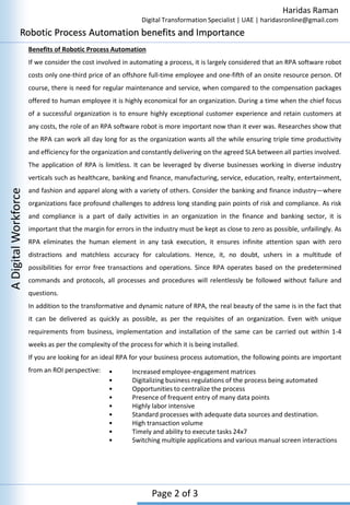 Robotic Process Automation Benefits and Importance | PDF