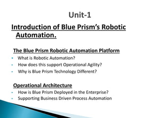 Rpa blue prismTraining in Hyderabad | PPTX