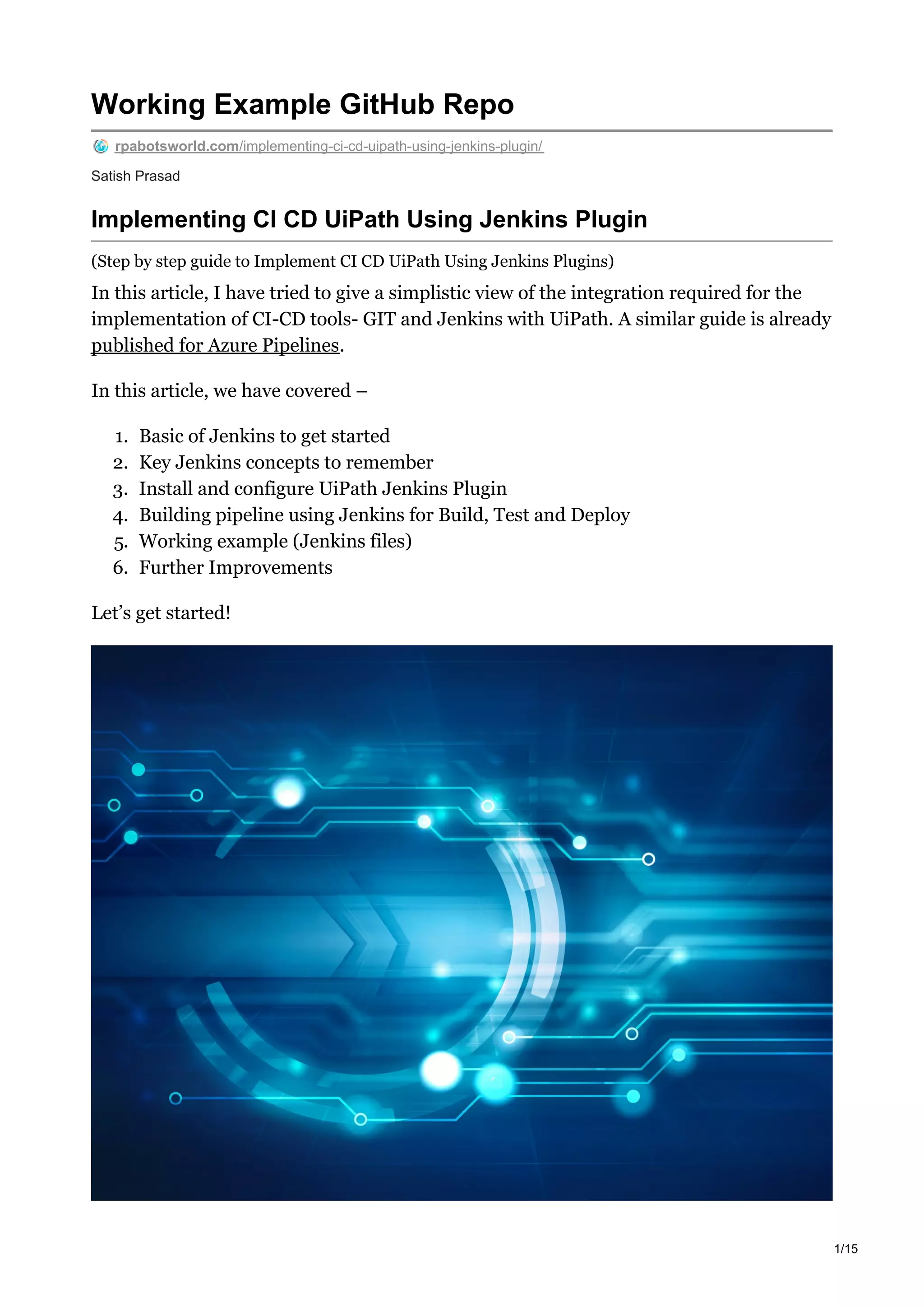 Implementing CI CD UiPath Using Jenkins Plugin | PDF Implementing CI CD UiPath Using Jenkins Plugin | PDF