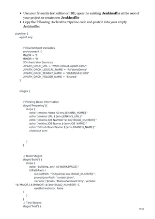 Implementing CI CD UiPath Using Jenkins Plugin | PDF