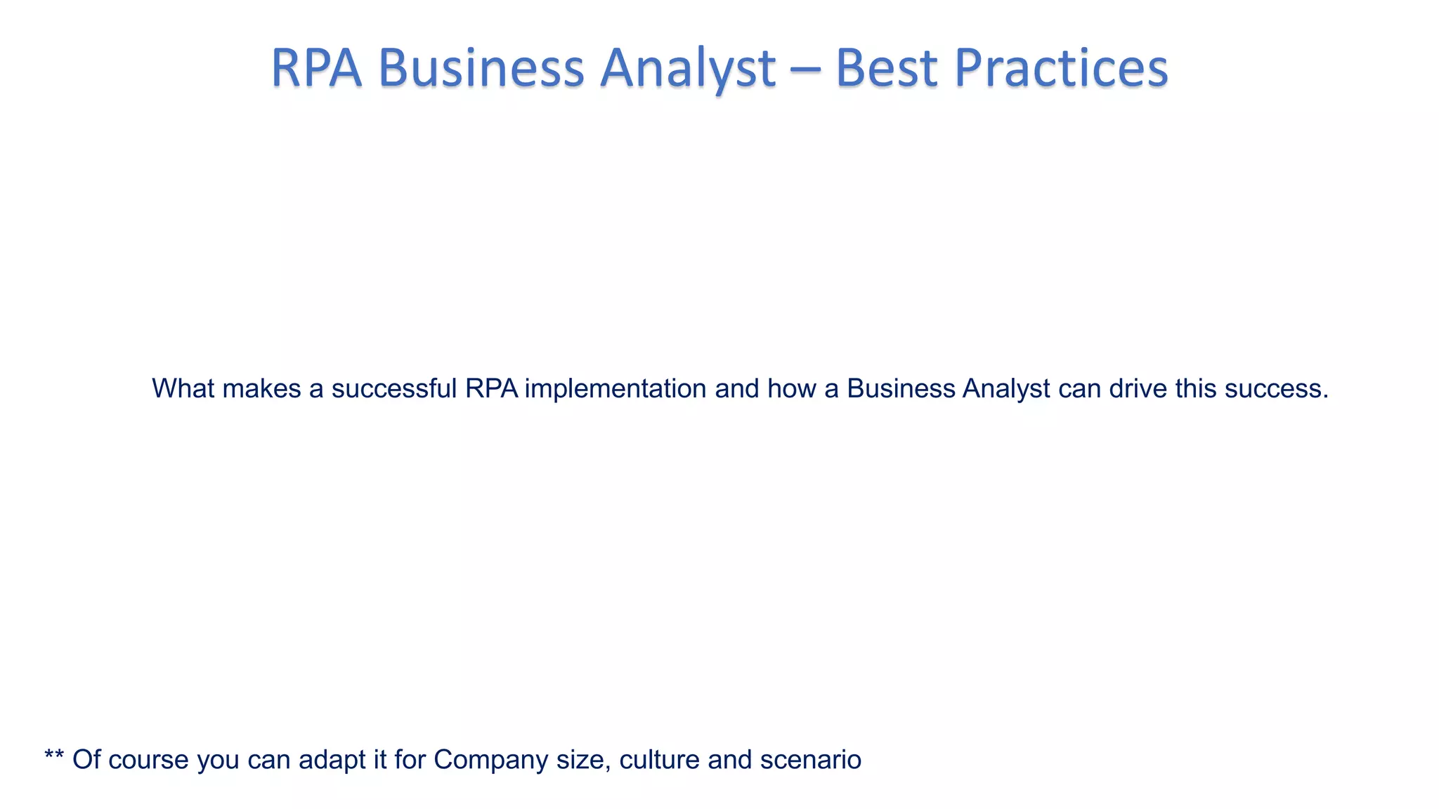 Rpa business analyst - best practices | PPTX