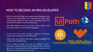 JOB OF THE FUTURE: RPA Developer | PPT
