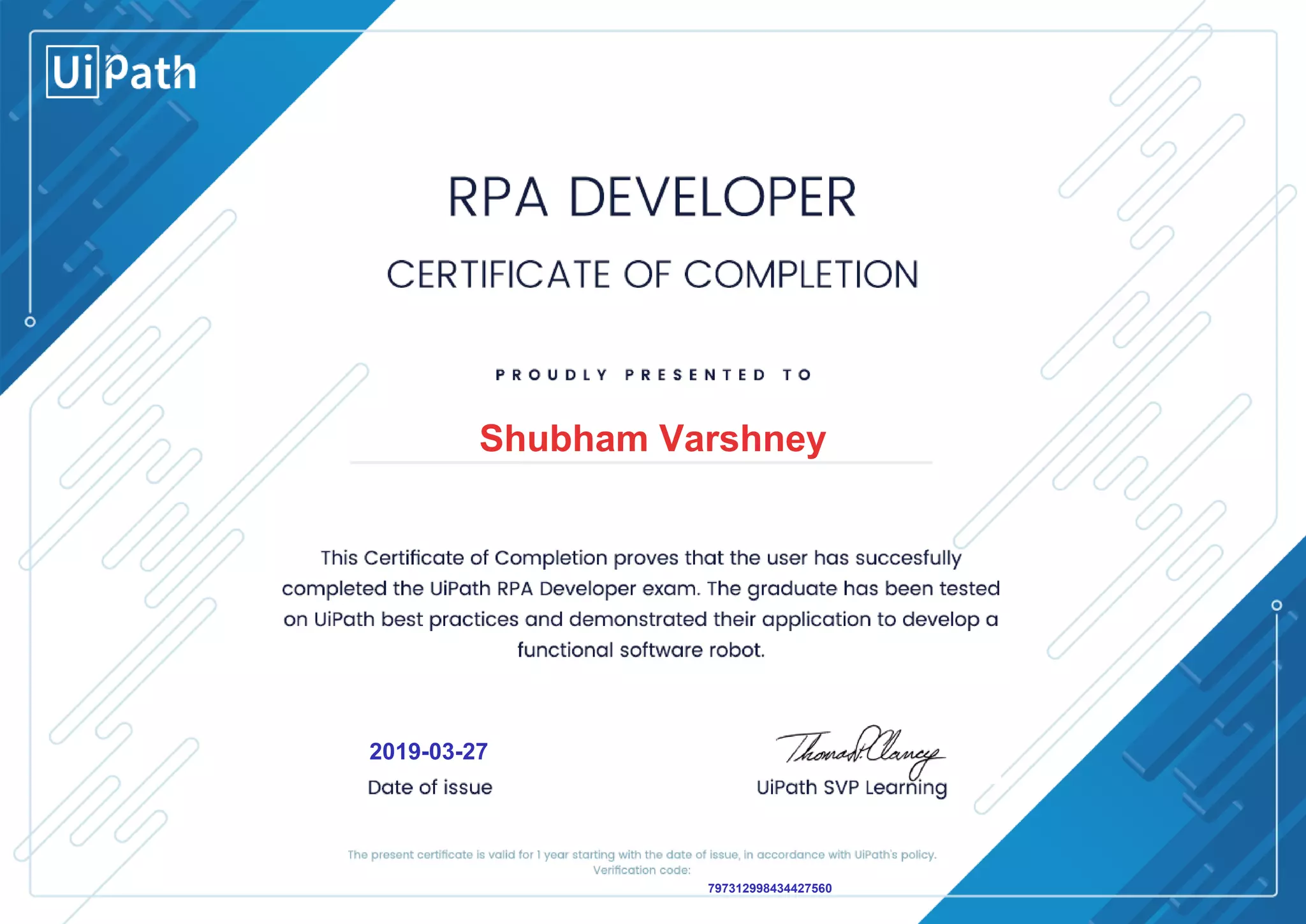 RPA Advance Developer Certificate | PPT