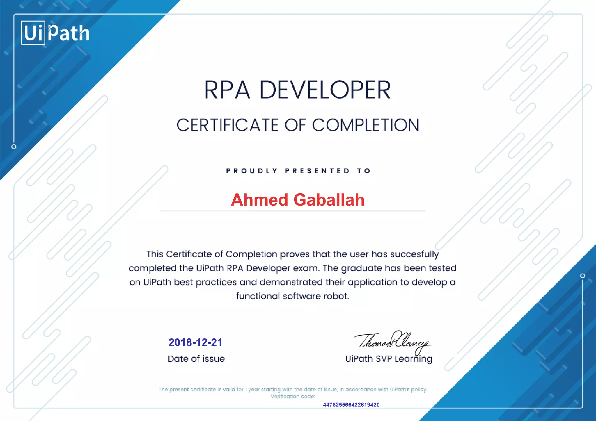 UIPath RPA deveoper Certificate | PPT