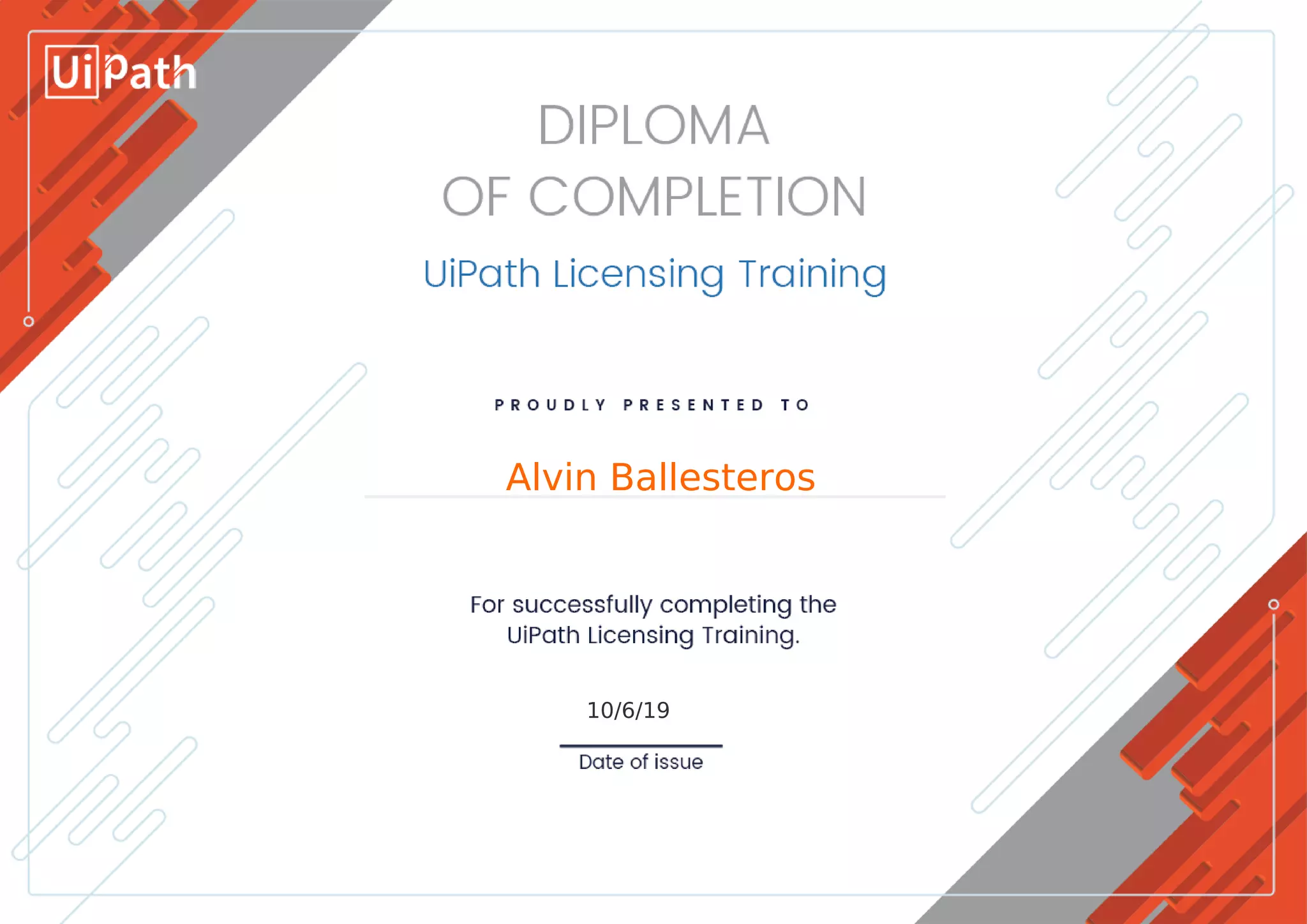 RPA Diploma of Completion - UIPath Licensing Training | PPT