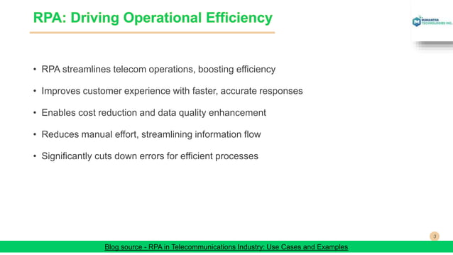 RPA in Telecommunications Industry | PPTX
