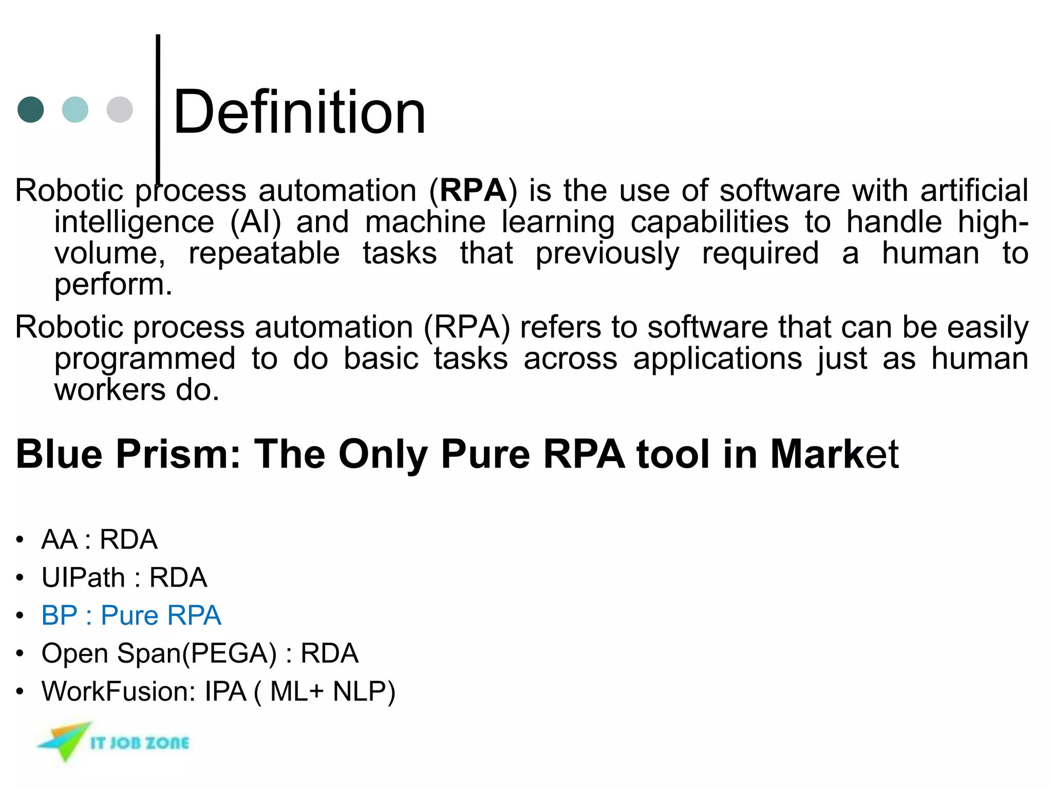 Introduction to RPA Blue prism Online Training | PPTX
