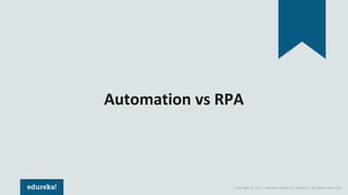 RPA Automation Tutorial | RPA Training | RPA Tutorial For Beginners | Edureka | PDF