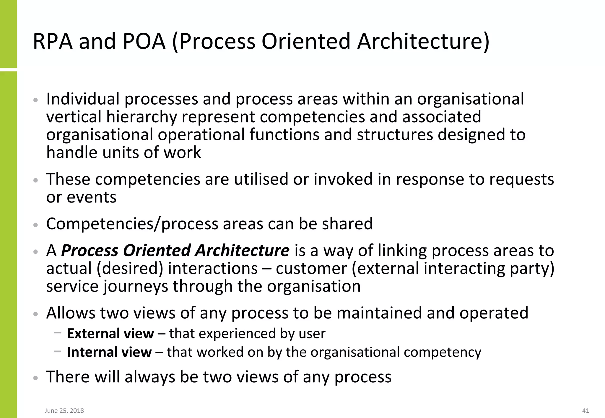 RPA (Robotic Process Automation), POA (Process Oriented Architecture ...