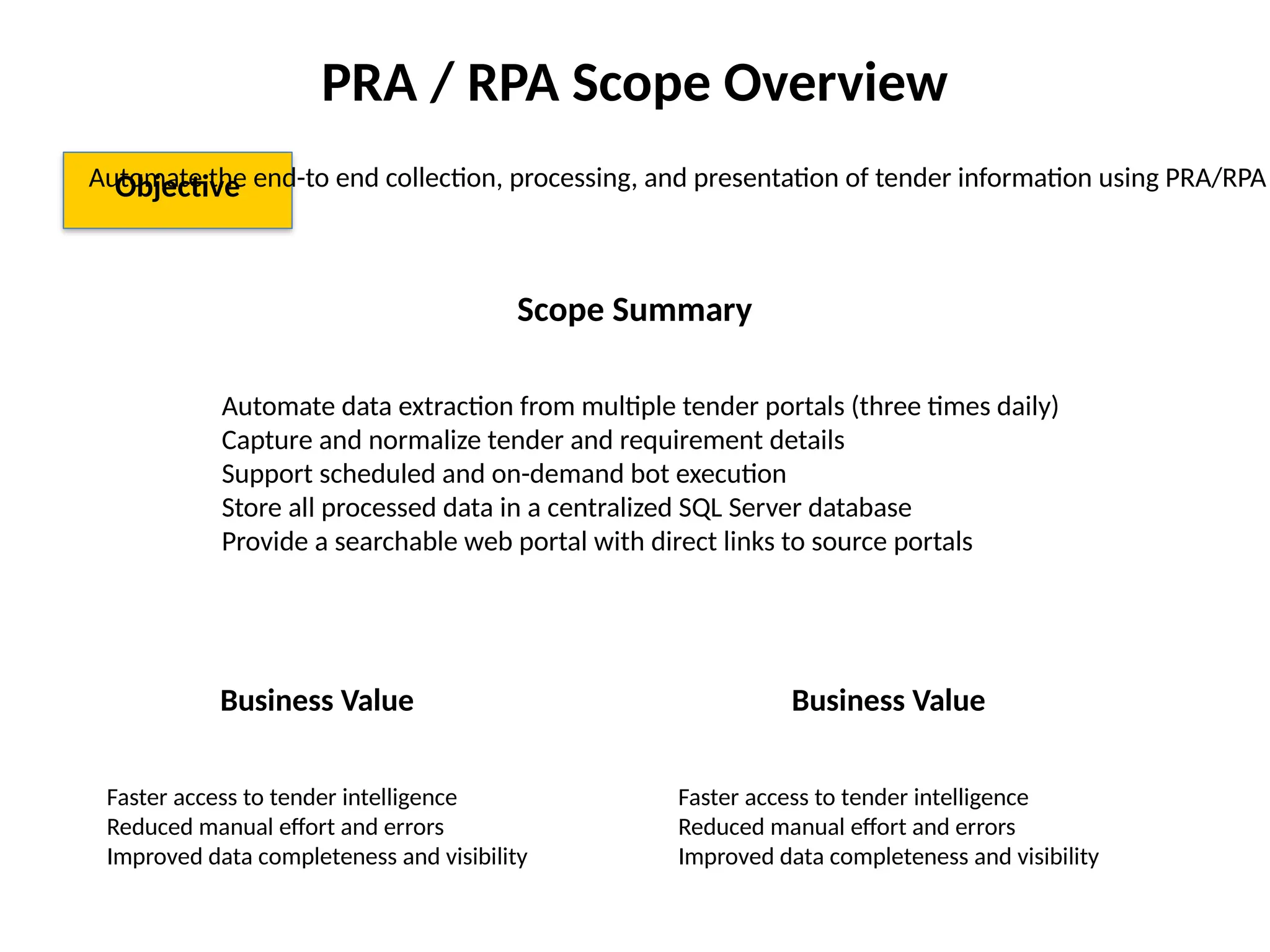 RPA Scope Overview Slide for basic information | PPTX