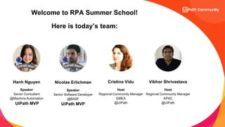 RPA Summer School Session 3.1: Your first Excel and Word automations | PPT