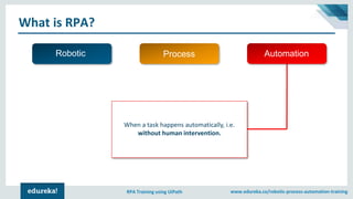 RPA Tutorial for Beginners | RPA Training Using UiPath | UiPath Training Online | Edureka | PDF ...