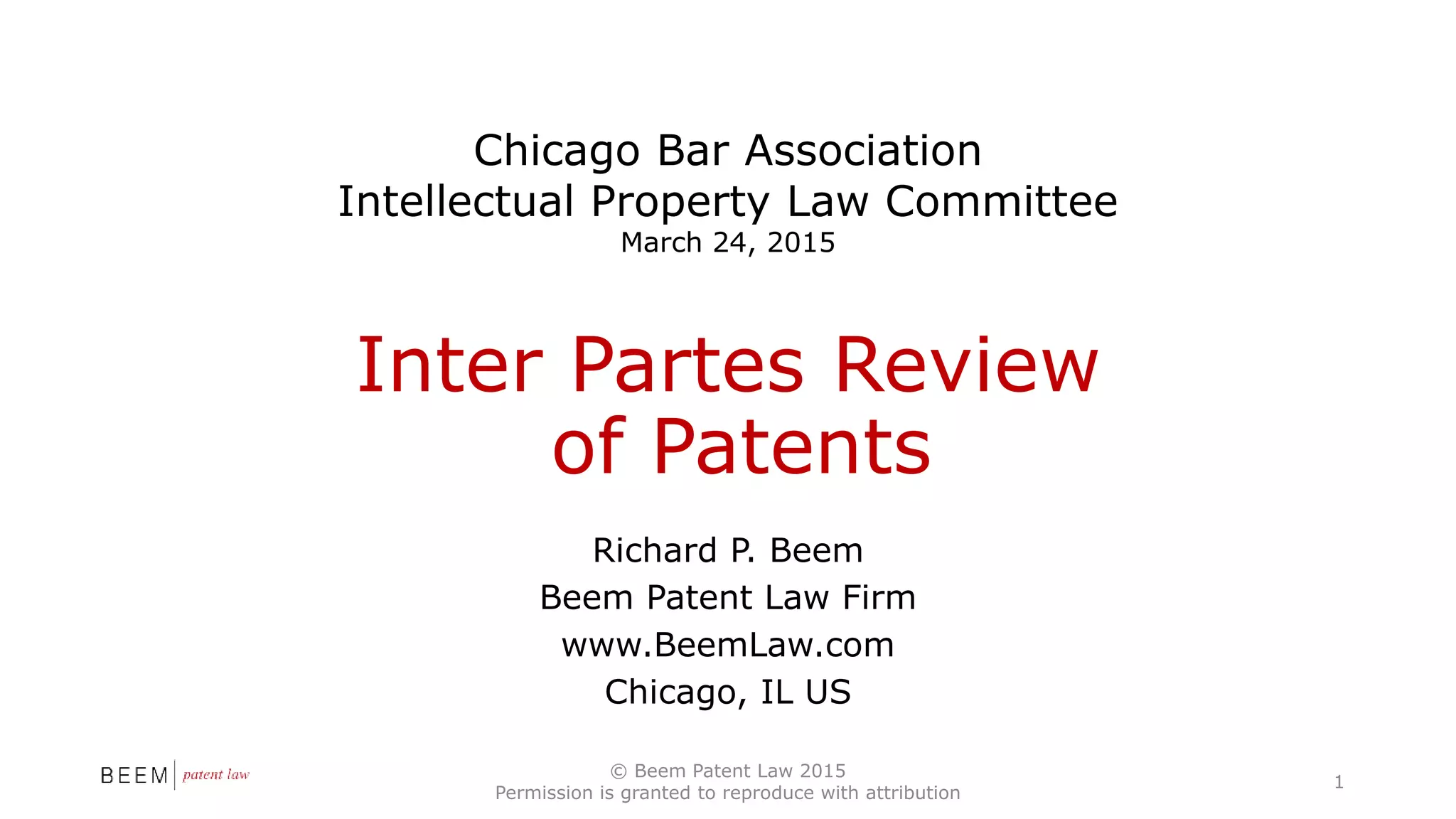 Inter Partes Review of Patents | PPTX
