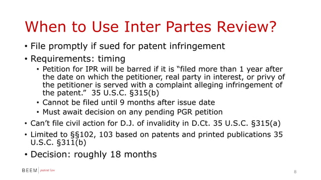 Inter Partes Review of Patents | PPTX
