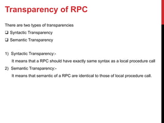 Remote Procedure Call in Distributed System | PPTX