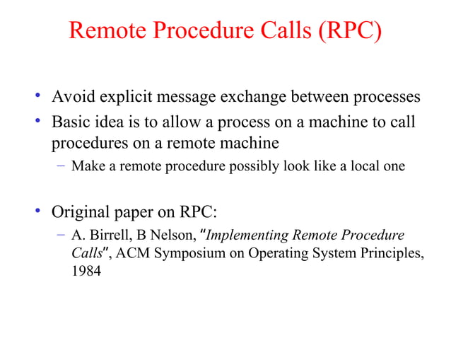 Remote Procedure Call related to computer newtork.ppt
