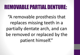 Removable partial dentures full information | PDF
