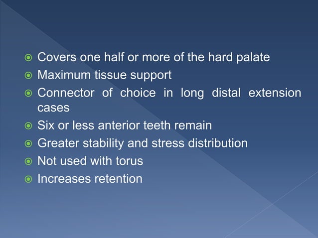 RPD Major Connectors | PPSX | Dental Health | Diseases and Conditions