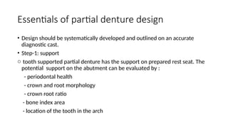 removable partial denture design and design process | PPTX