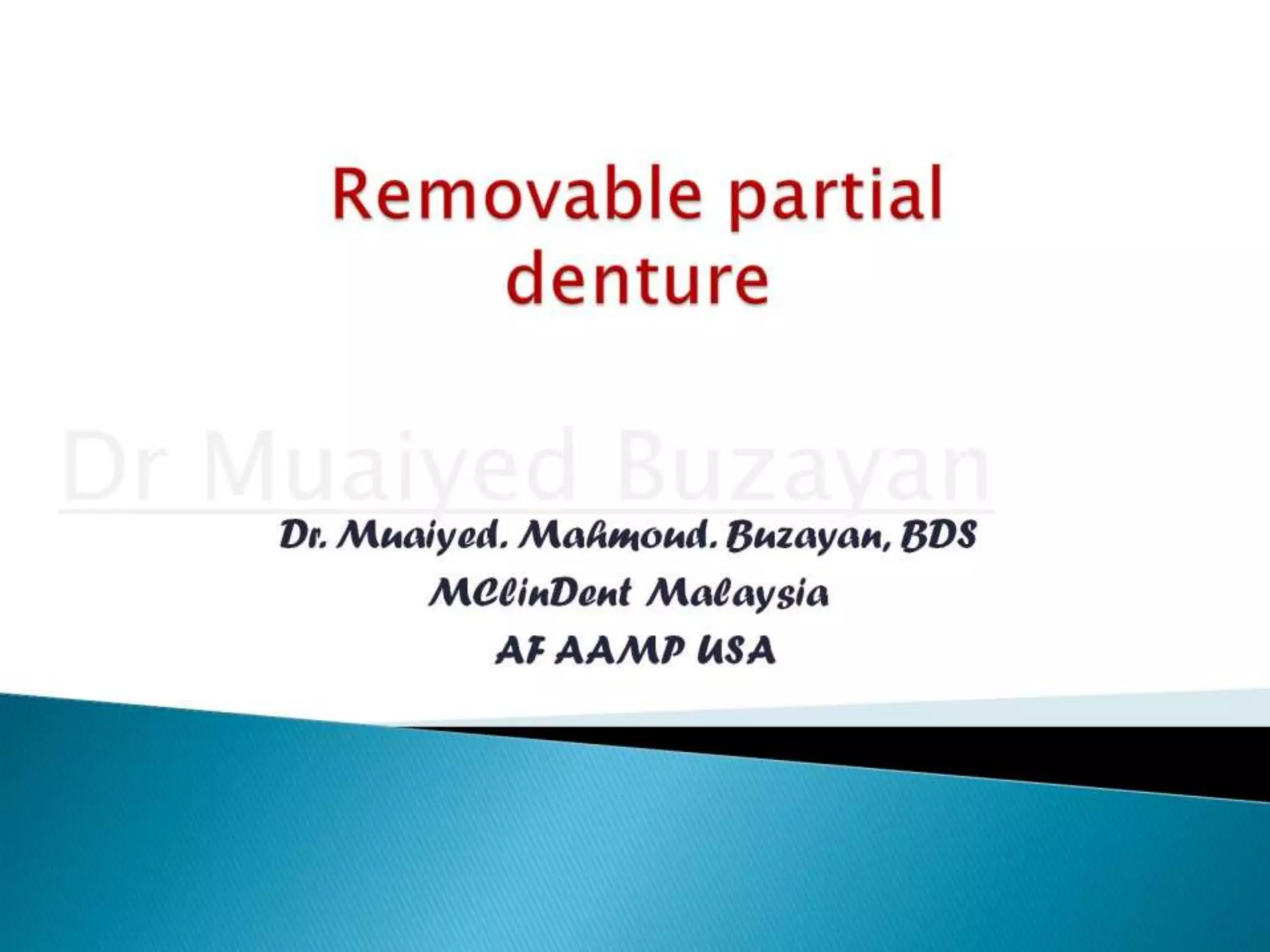 Rpd removable partial denture introduction 2nd yr | PPTX