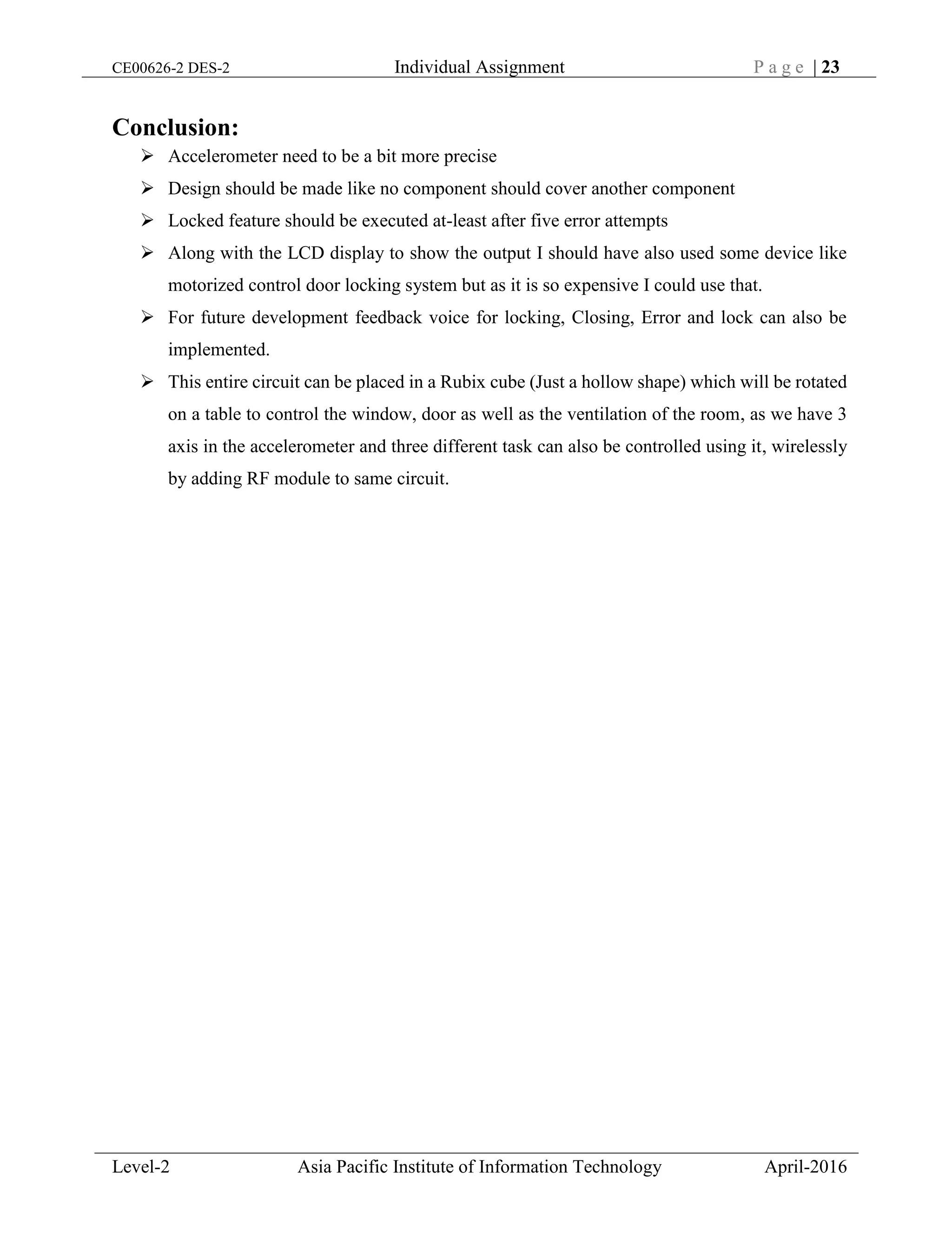 Door control embedded system using accelerometer sensor | PDF