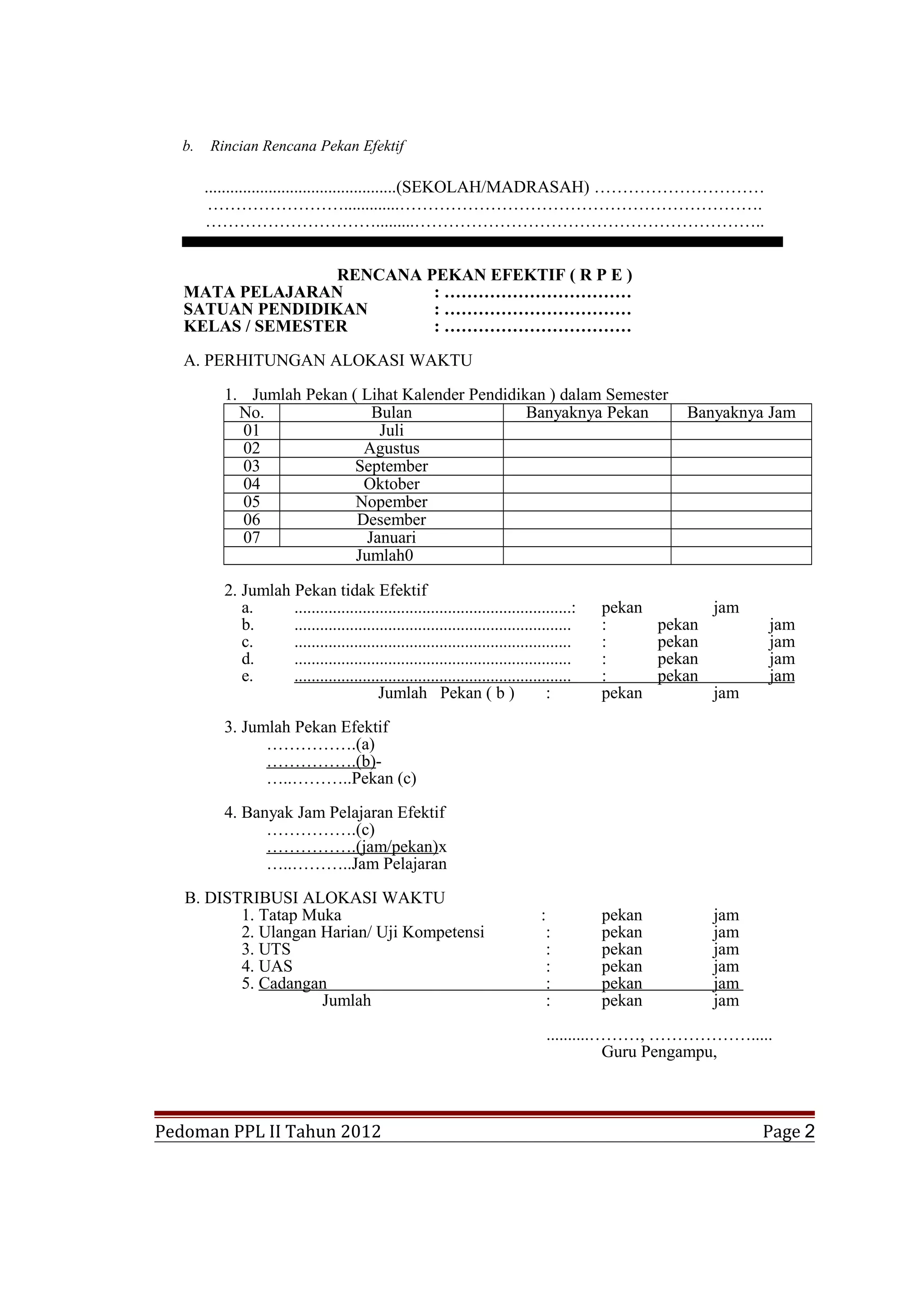 Format RPE PROTA PROMES RPP | DOC