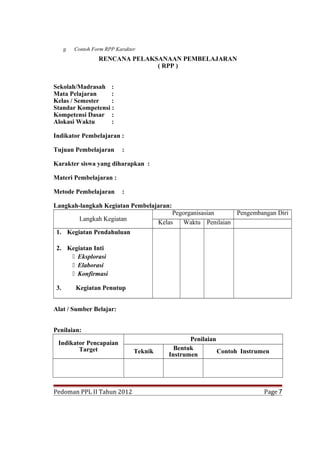 Format RPE PROTA PROMES RPP | DOC