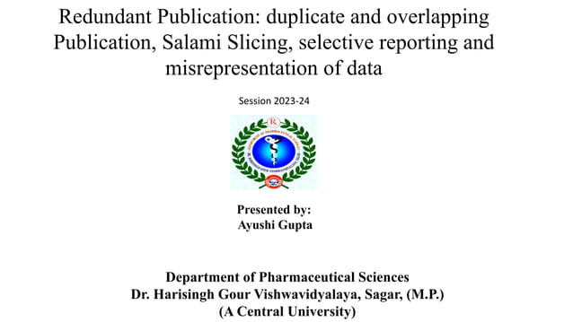 Redundant Publication: duplicate and overlapping Publication, Salami ...