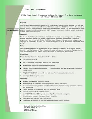 Public Training RPG IV (free format) Programming Workshop for System i ...