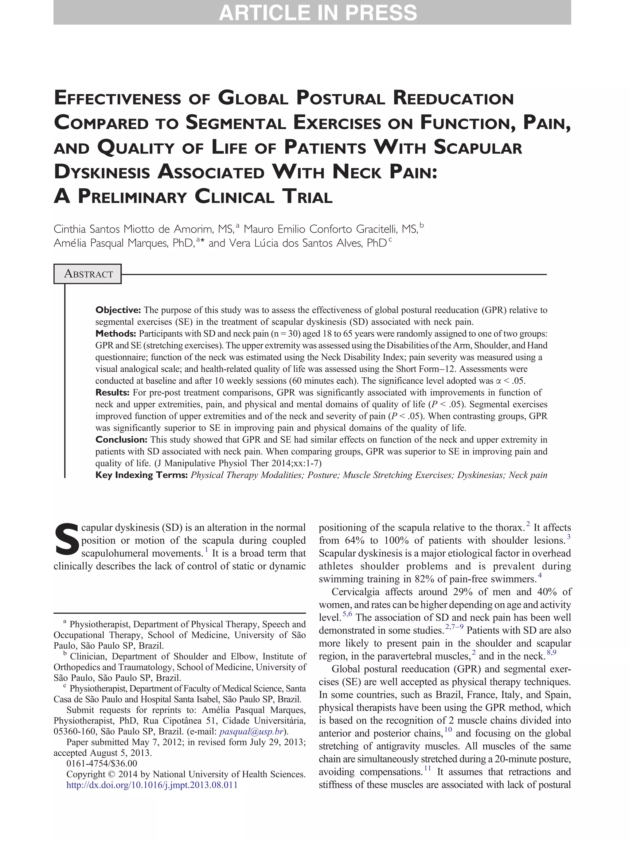 RPG em discinesia escapular associada a dor no pescoço | PDF | Physical ...