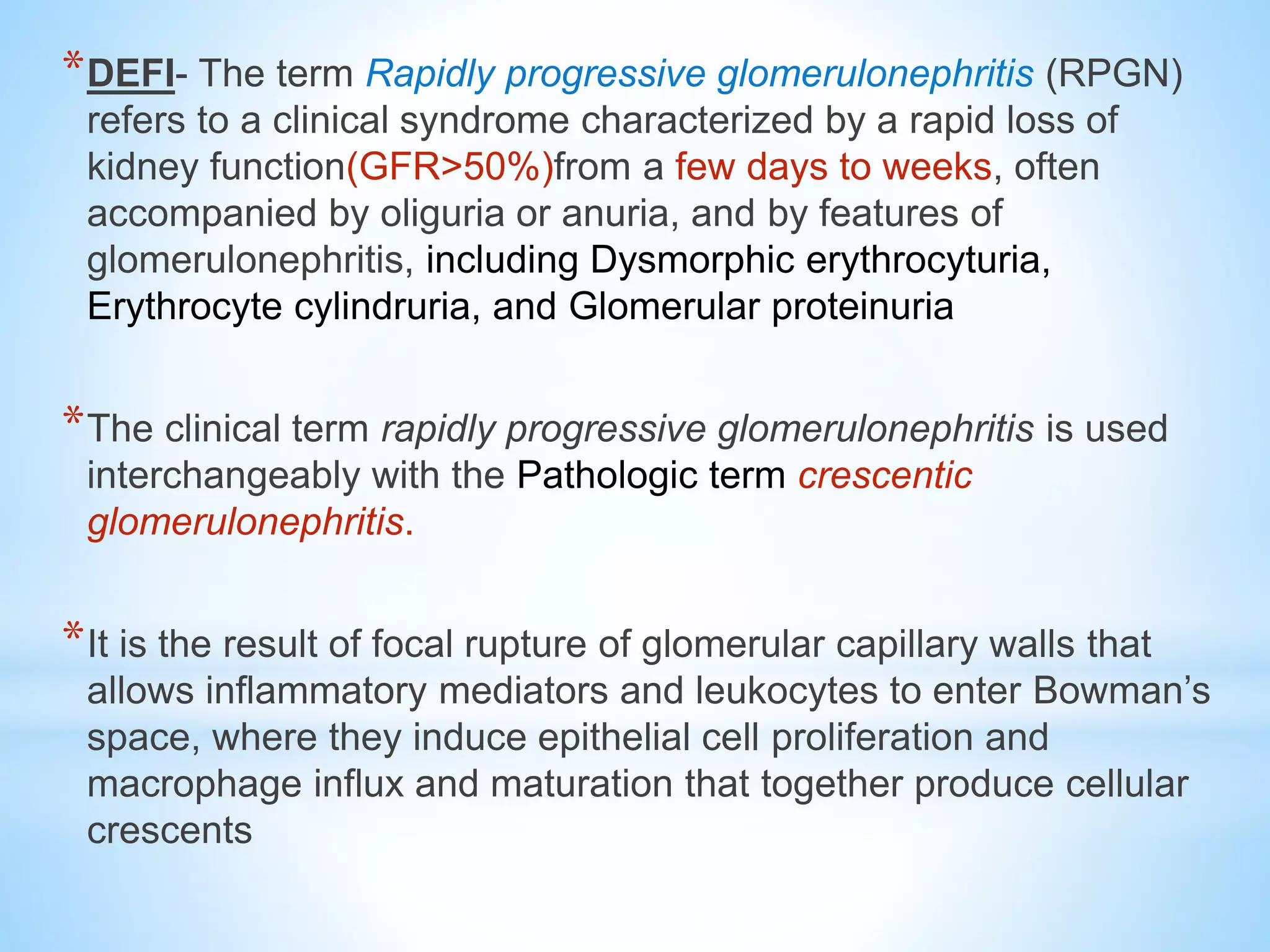 RAPIDLY PROGRESSIVE GLOMERULONEPHRITIS(RPGN) | PPTX