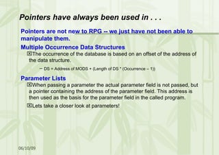 Rpg Pointers And User Space | PPS | Programming Languages | Computing