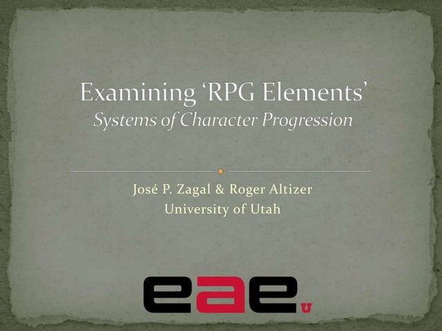 Examining 'RPG Elements': Systems of Character Progression | PPTX