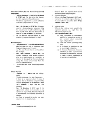 Real Property Gains Tax (RPGT) Notes - LAW512 Conveyancing | PDF