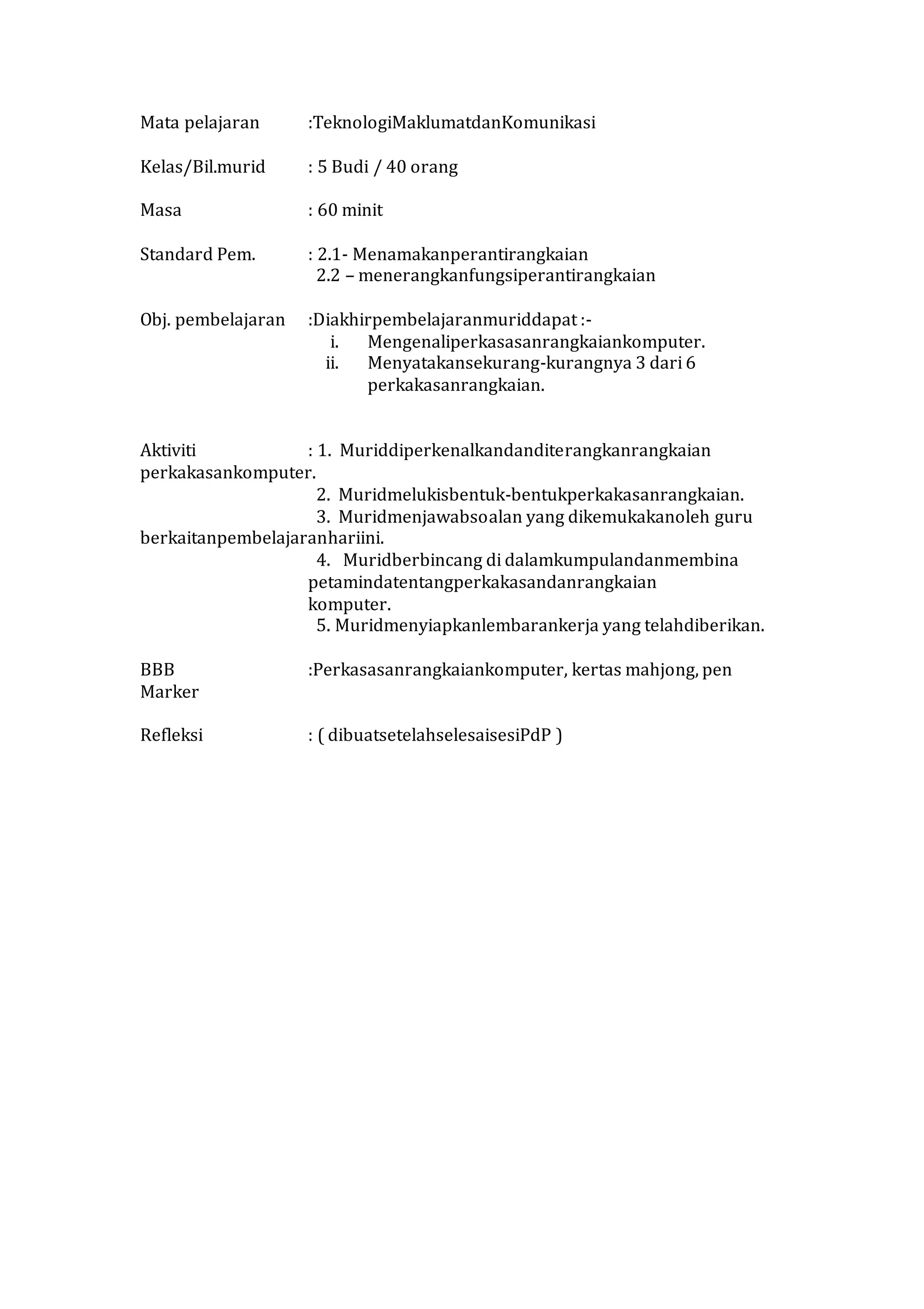 Rph TMK tahun 5 | DOCX