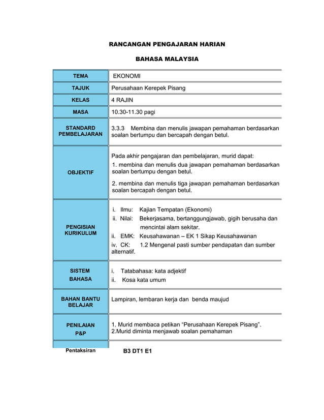 Rph 3 menulis BM TAHUN 4 KSSR | PDF