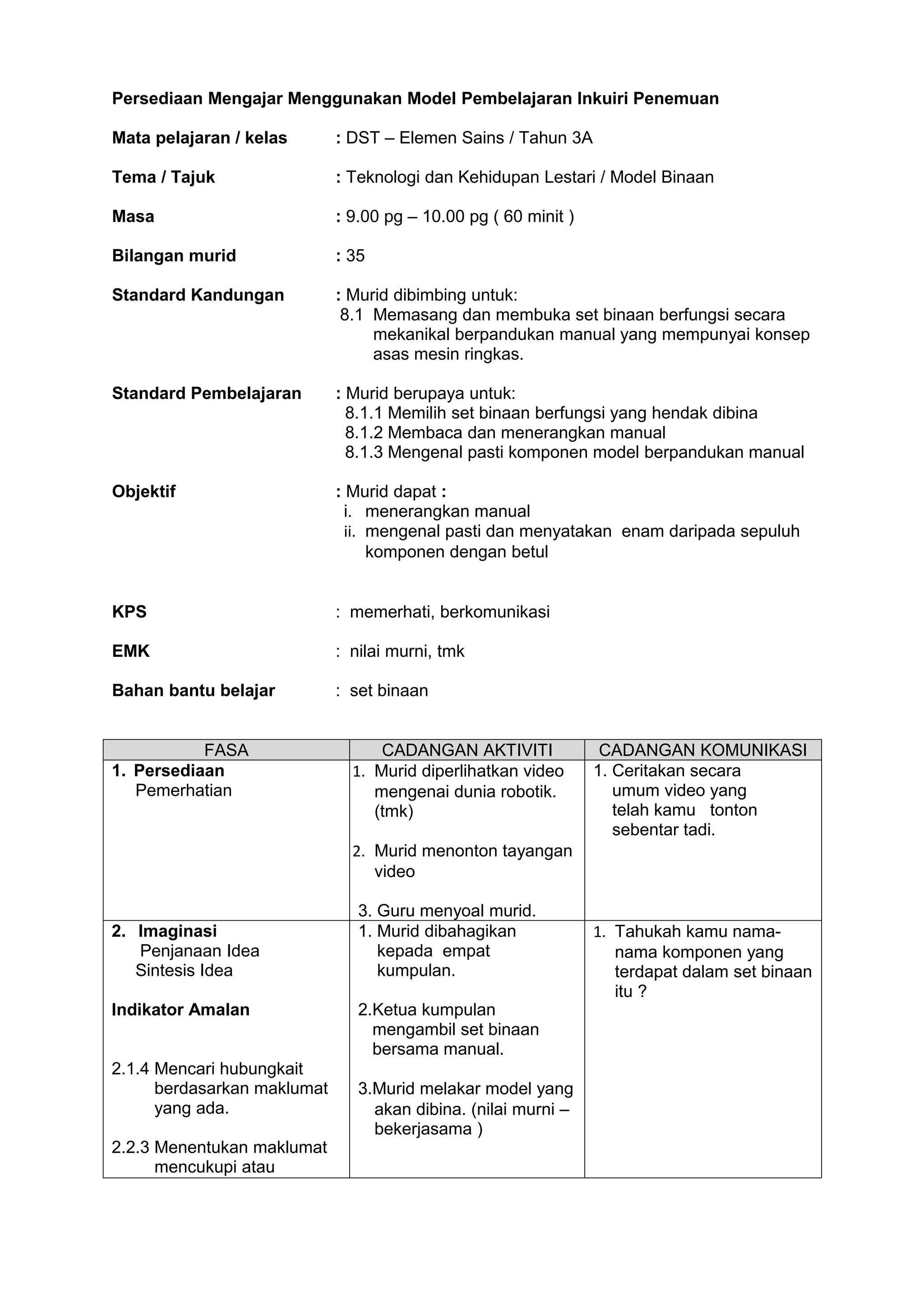 Rph asas teknologi DST KSSR thn 3 | DOC