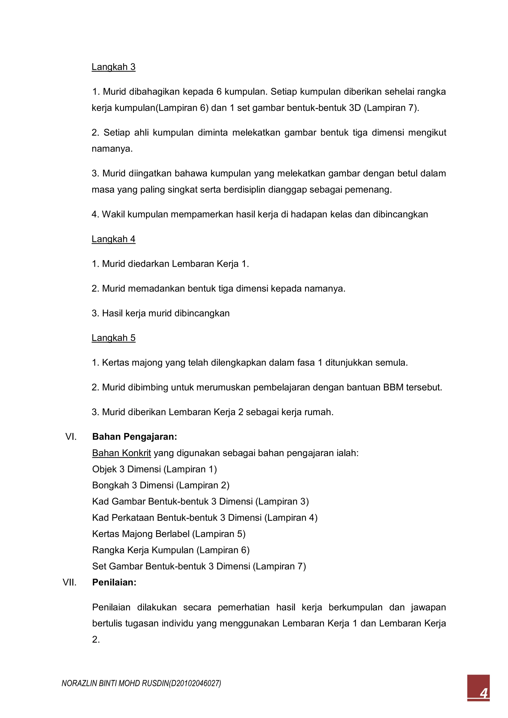 RPH bentuk dan ruang matematik sekolah rendah | PDF