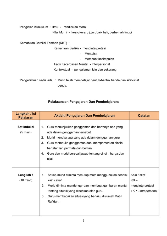 RPH Bahasa Melayu Thn 5 | DOCX