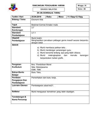 Rph bm ( 16)tahun 3 b(23 27.04.2018 ) | PDF